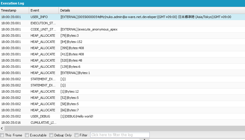 [Salesforce開発] 「Hello world!」を出力する（はじめてのApex） – Alienforce